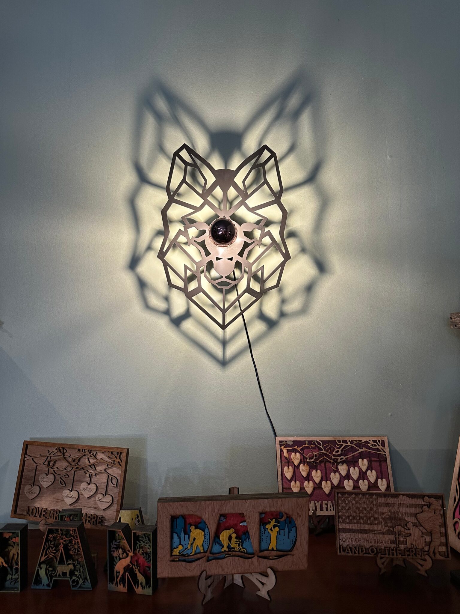 Wolf Shadow Wall Light Art – Havana Art – Made in Canada